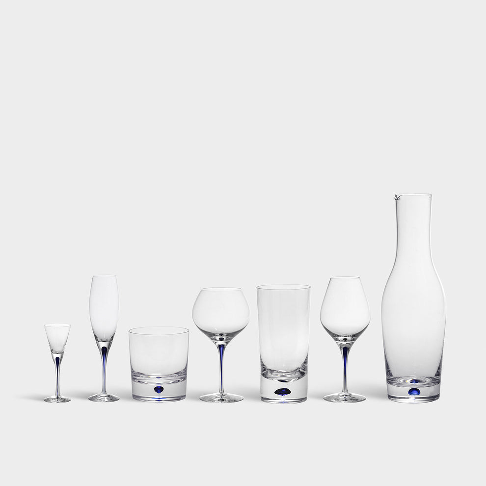 Orrefors Intermezzo Blue Snaps Glass Crystal Clear Blue Mouth Blown